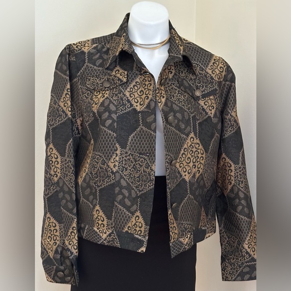 Ruby Rd. | Jackets & Coats | Ruby Rd Black Gold Light Jacket Patch ...